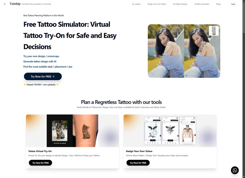 Tatship: AI-Powered Tattoo Design Generator & Virtual Try-On Tool ...